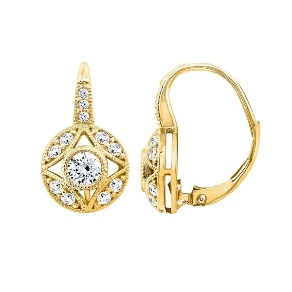 DIAMONBLISS Vintage Style Leverback Earrings - Yellow