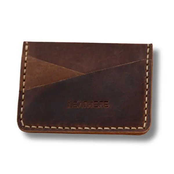 LEATHERE Tribeca Slim Leather Card Holder - Brown