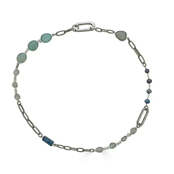 LONI PAUL JEWELRY Moonstone, Kyanite, Aquamarine & Pearl Necklace - Silver