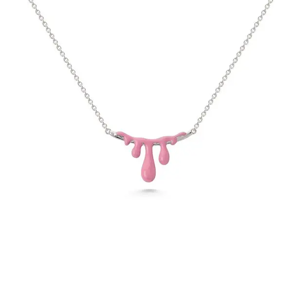 DOLCETTO DESIGNS Silver Gelato Raspberry Necklace - Silver/pink