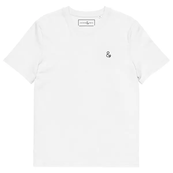 ANCHOR & CREW Ampersand Signature Organic Cotton Embroidered T-shirt - White
