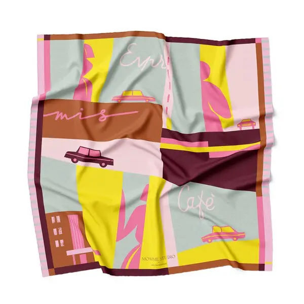 MOMME STUDIO Evening Beach Silk Scarf - Pink