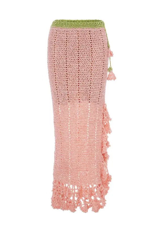 ANDREEVA Chrysanthemum Handmade Crochet Skirt - Pink