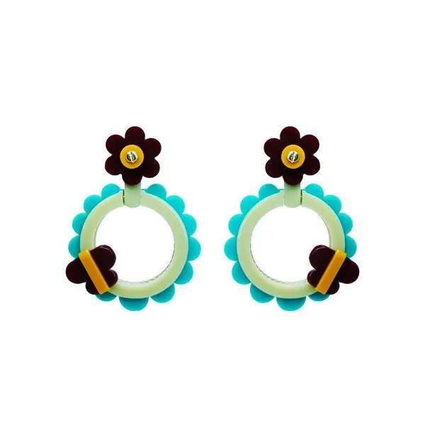 GISSA BICALHO Sunflower Dangle Earrings - Green