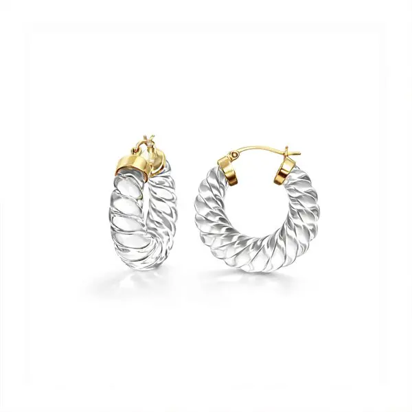 GOLD & HONEY Clear Chunky Rope Lucite Hoop Earrings - Gold