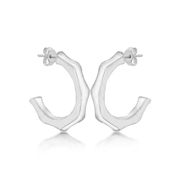 POSH TOTTY DESIGNS Sterling Bamboo Hoop Earrings - Silver