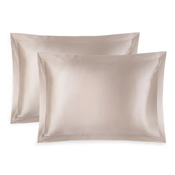 SILK WORKS Neutrals Caramel Oxford Border Set Of Two Pillowcases - Brown