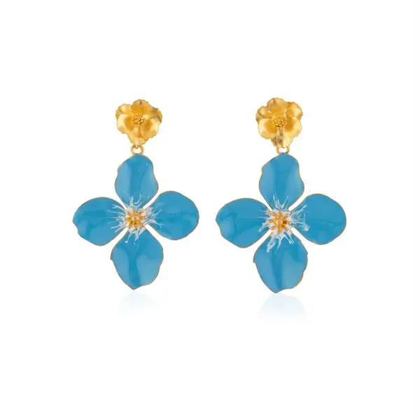 MILOU JEWELRY Clover Flower Drop Earrings - Blue