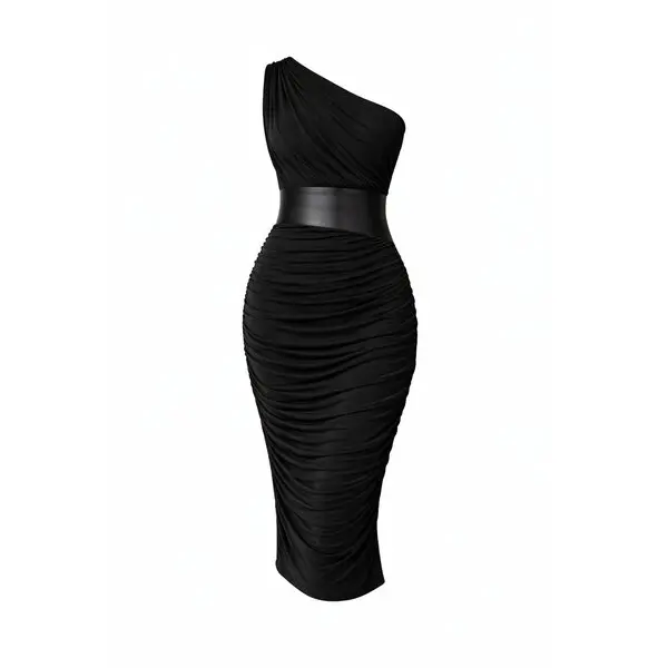 MONICE LONDON Riri One Shoulder Midi Dress - Black