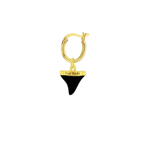 TRUE ROCKS Shark Tooth Charm Hoop Earring - Gold/black