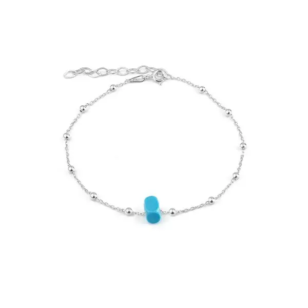 SPERO LONDON Sterling Beaded Satellite Chain Bracelet With Turquoise Gemstone - Silver