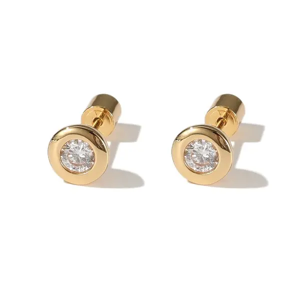 CLASSICHARMS Stud Earrings With Cubic Zirconia And Gold-plated Bezel - White/gold