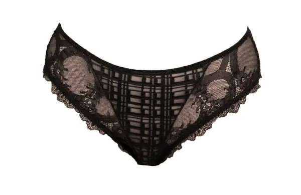 CAROL COELHO Mind Games Lace & Check Tulle Brief - Black