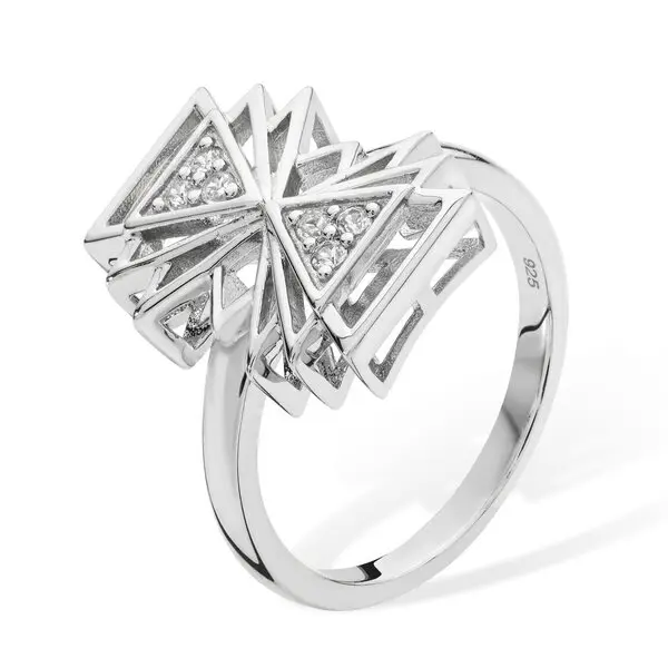 LUCY QUARTERMAINE Art Deco Triangle Ring - Silver