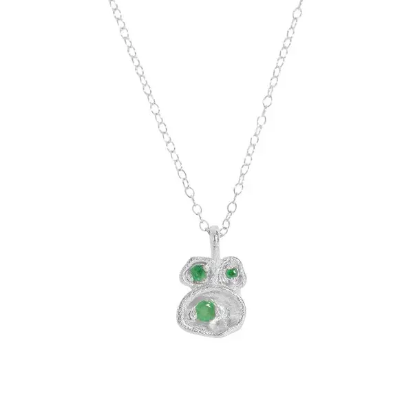 CLAIRE HILL DESIGNS Emerald Lichen Pendant Necklace - Silver