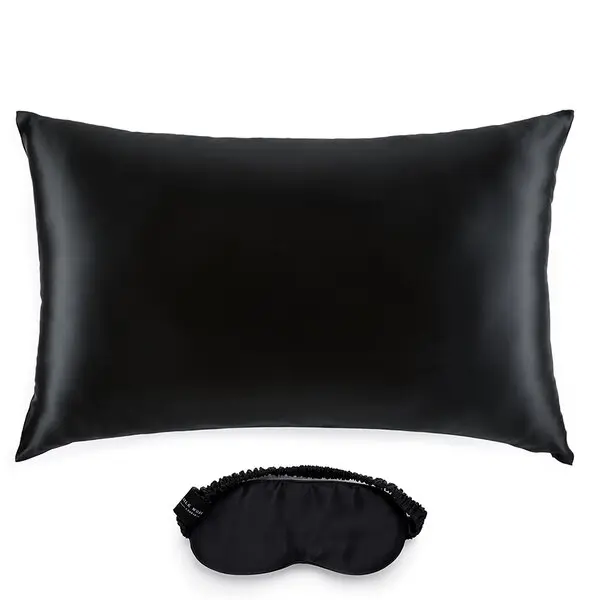 SILK WORKS Mulberry Silk Pillowcase & Eye Mask Set - Black