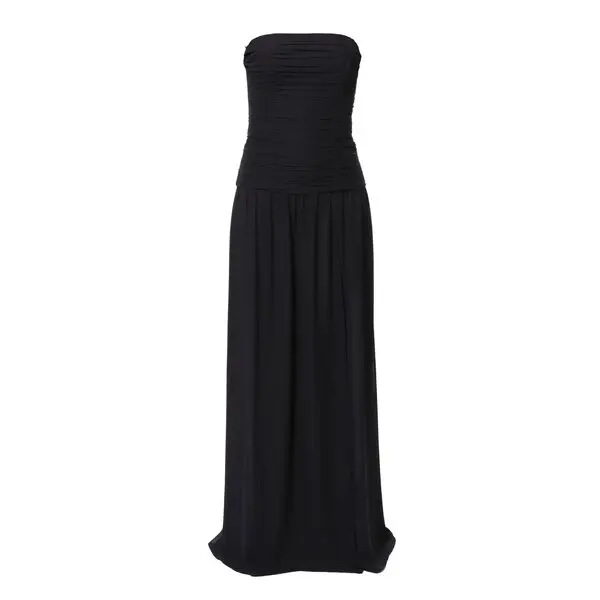 AGGI BY HALEWSKI Zoriana Sheer Chiffon Maxi Dress With Ruched Bodice - Black