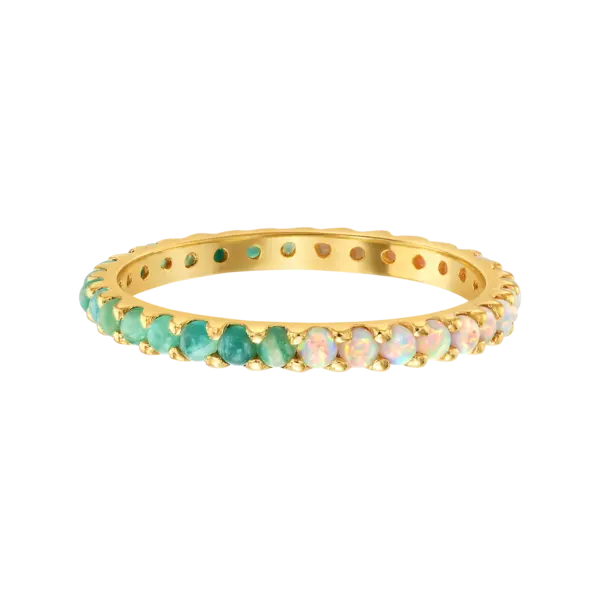 LA KAISER Simulated Opal And Amazonite Eternity Ring - Gold