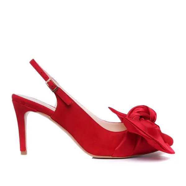 GINISSIMA Vesa Satin Shoes With Oversized Satin Bow - Red