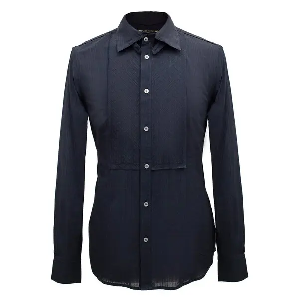 SMART AND JOY Shirt With Topstitched Bib And Removable Collar - Black