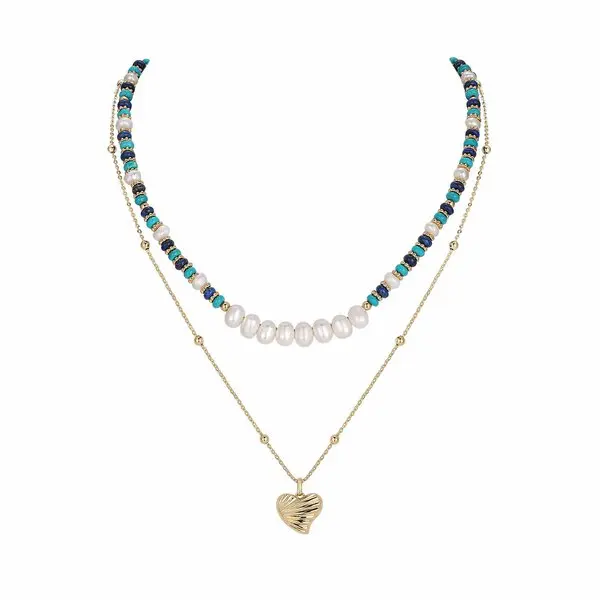 RETRO CHIC Thetis Necklace Set - Blue/gold/white