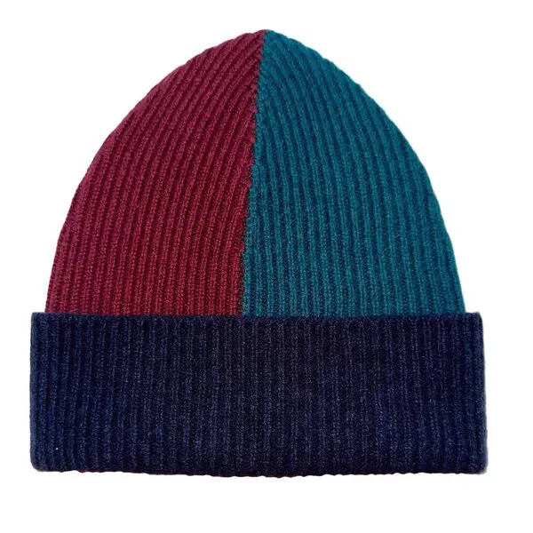MÀIRI M MACLEOD Cashmere Color Block Beanie - Green/blue/red