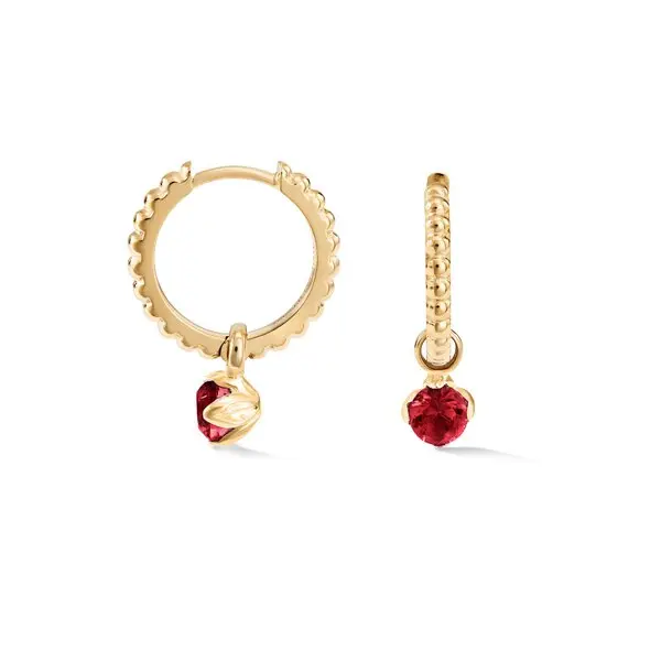 DOWER & HALL Vermeil Hoop Earrings With Garnet Charm - Gold