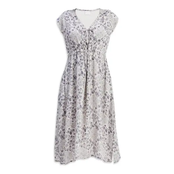 REISTOR Deep V-neck Floral Print Dress - Brown