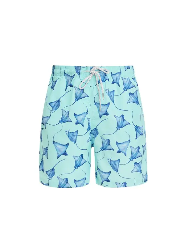ROBERT & SON BEACHWEAR LTD Printed Swim Shorts - Green/blue