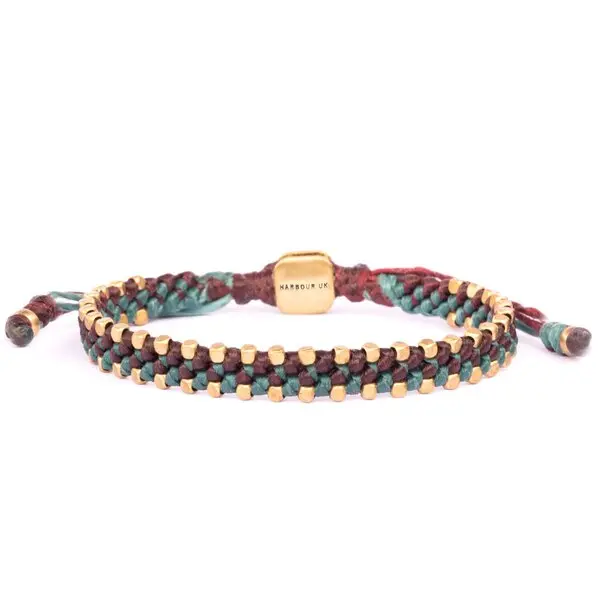 HARBOUR UK BRACELETS Brass & Braided Cord Bracelet - Red