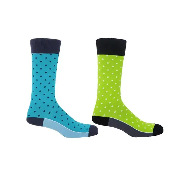 PEPER HAROW - MADE IN ENGLAND Azure & Mint Pin Polka Socks 2-pack - Green