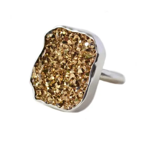 GLAMROCKS JEWELRY Druzy Stone Ring - Silver