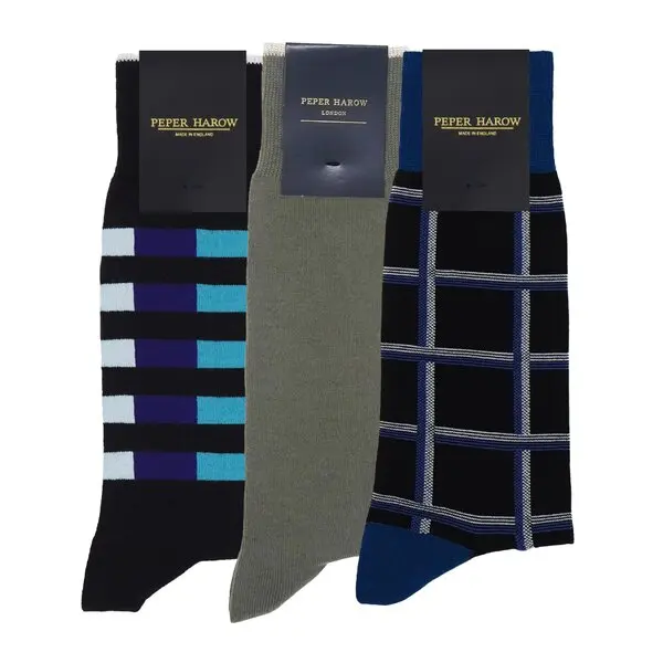 PEPER HAROW - MADE IN ENGLAND Classic Check Sock Bundle - Black