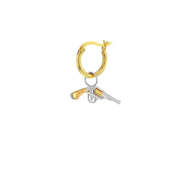 TRUE ROCKS Sterling Silver And Gold-plated Mini Pistol Charm Hoop Earring - Silver/gold
