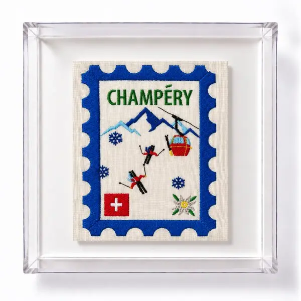 LILLY LOVES Champery Embroidered Stamp Artwork - White