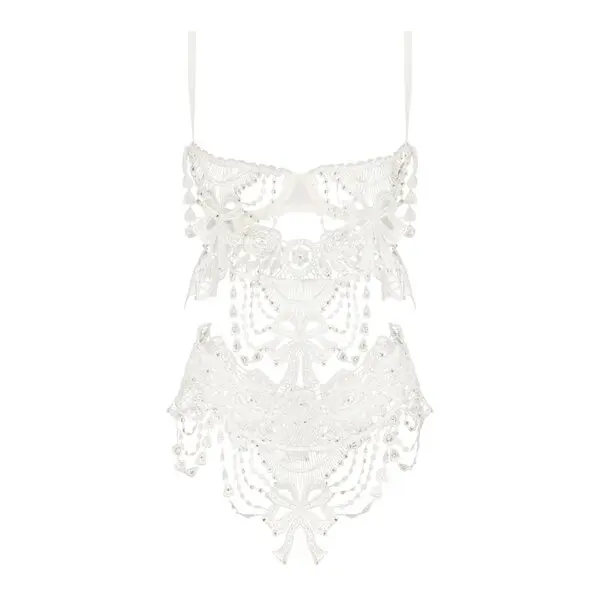 BELLE ET BON BON Limited Edition Sparkling Crystal Bridal Bodysuit - Silver