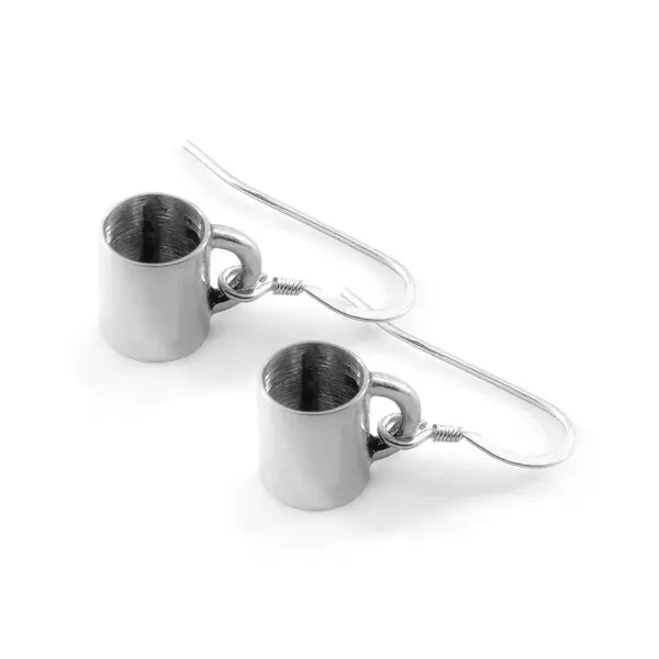 ANCHOR & CREW Gustatory Coffee Mug Earrings - Silver