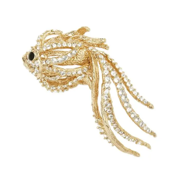 GROSSÉ Gold & Crystal Fish Brooch - Gold/black