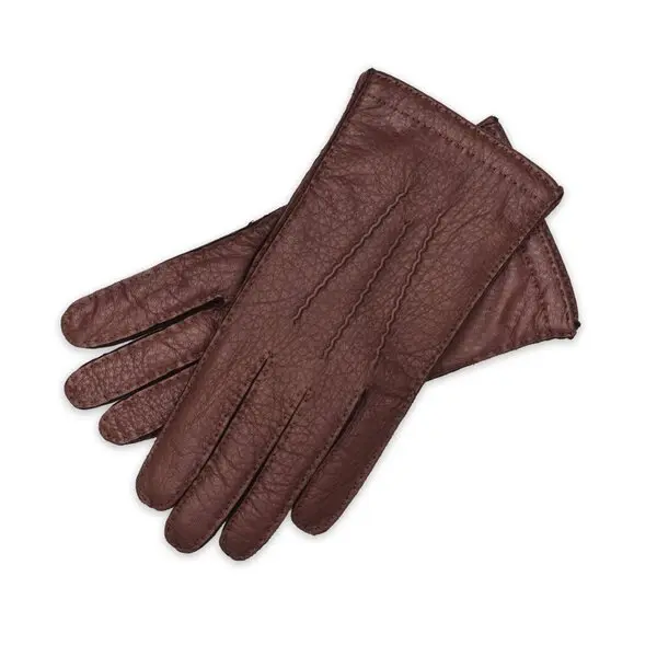 1861 GLOVE MANUFACTORY Treviso Hand Sewn Deerskin Leather Gloves - Brown