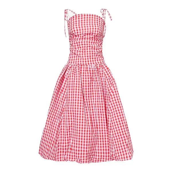 AMY LYNN Alexa Gingham Midi Dress - Red