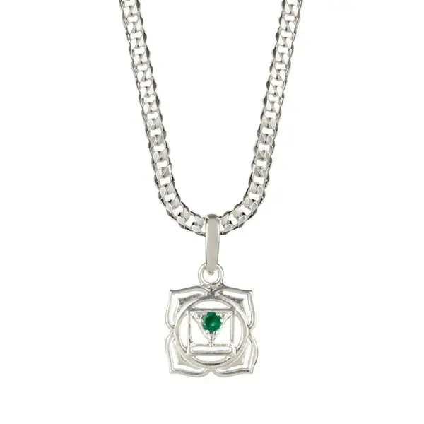 CHARLOTTE'S WEB JEWELLERY Root Chakra Silver Necklace With Emerald - Green/silver