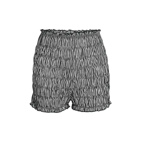 AMY LYNN Danica Gingham Shirred Shorts - Black