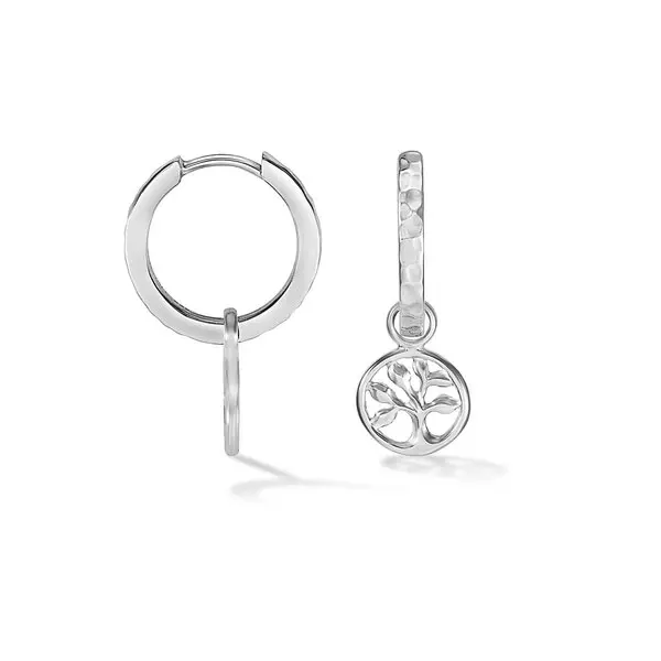 DOWER & HALL Tree Of Life Narrative Huggie Hoops - Silver
