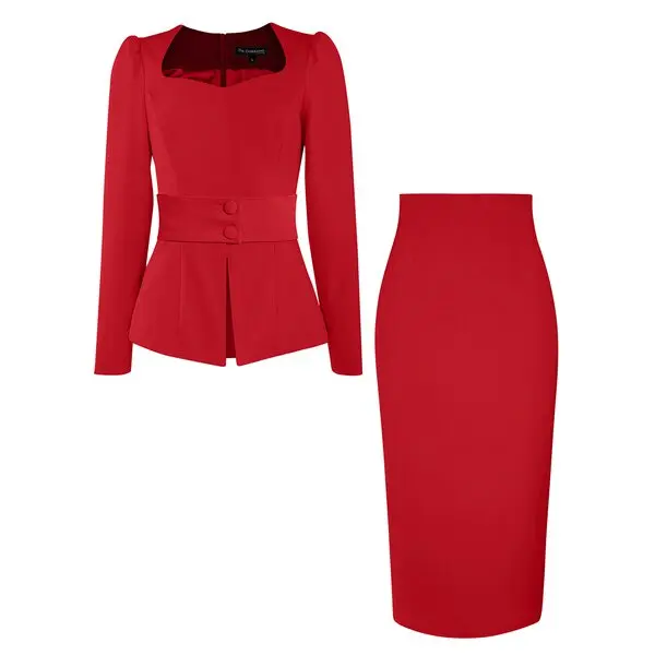 TIA DORRAINE Fitted Blouse And Pencil Skirt Set