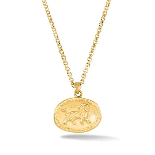 DOWER & HALL Lion Talisman Necklace In Vermeil - Gold
