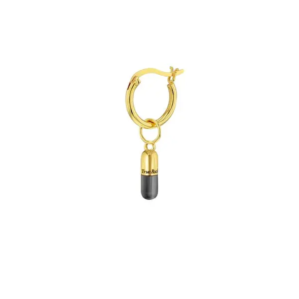 TRUE ROCKS Mini Pill Charm Hoop Earring - Grey/gold