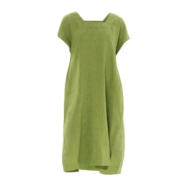 Haris Cotton Smock Linen Midi Dress