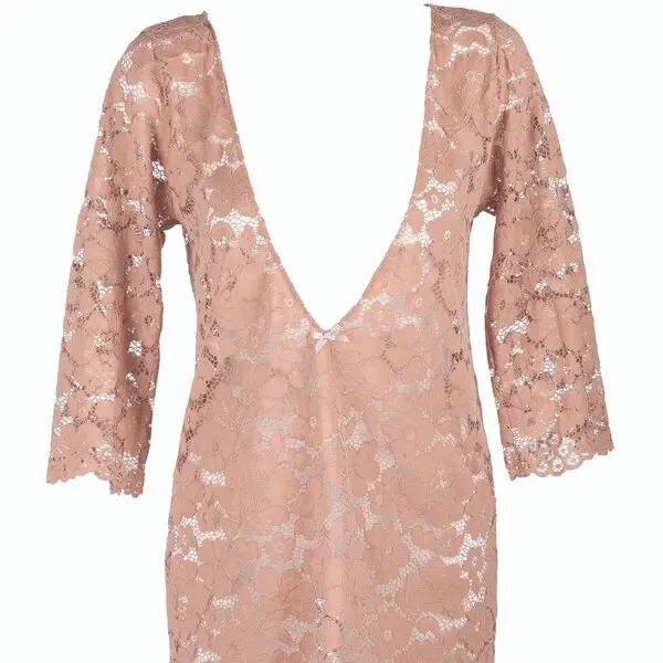 LES JUPONS DE TESS Lace Dress With 3/4 Sleeves - Brown