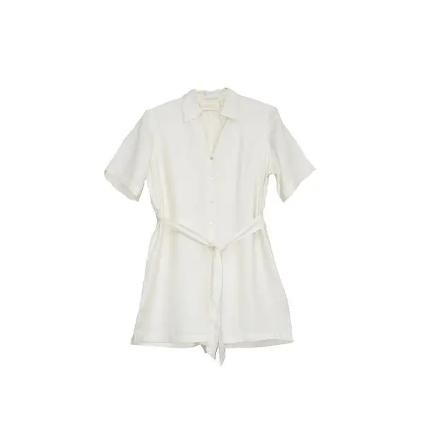 REISTOR Hemp Romper With Belt - White