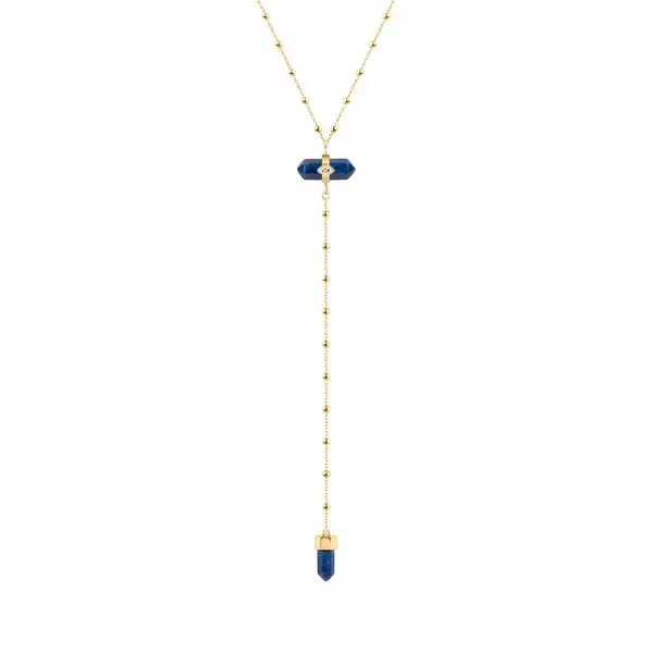 KARMA AND LUCK Lapis Lazuli Evil Eye Gold Necklace - Blue/gold